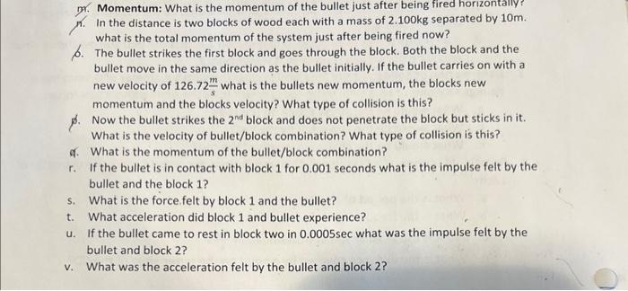 Solved a bullet is fired from a gun that has a mass of 124g | Chegg.com