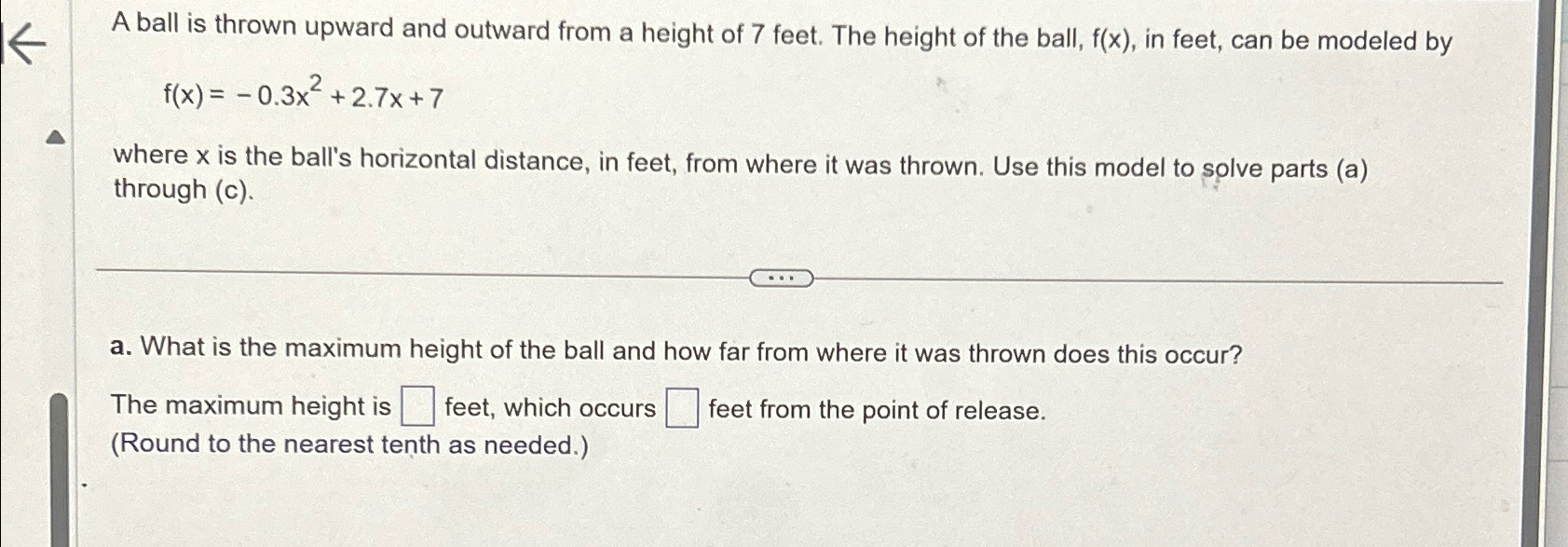 Solved A ball is thrown upward and outward from a height of | Chegg.com