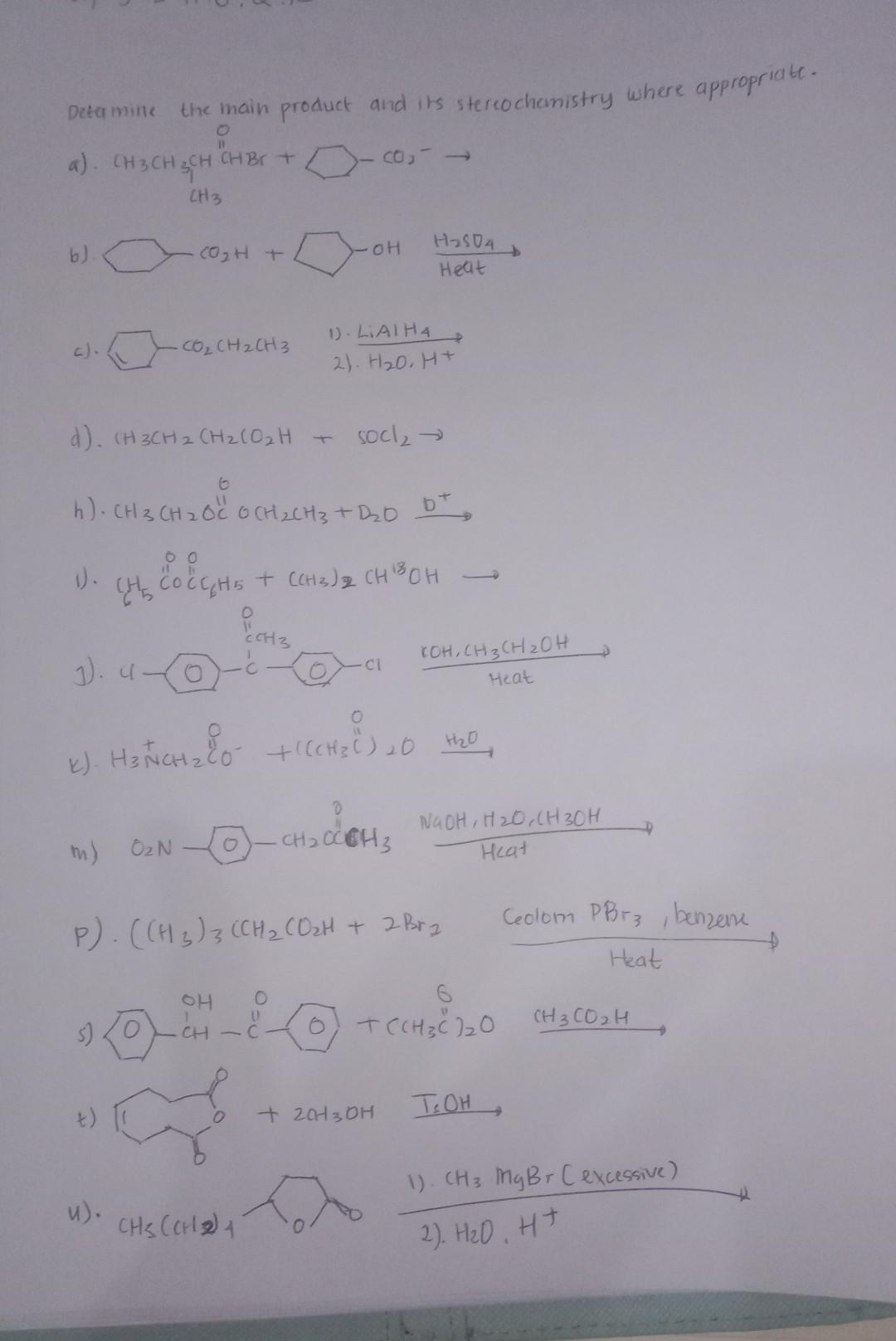 Solved a). CH3CH3CHCH3CHCHBr+ −CO3−→ b) c). −CO2CH2CH3 1) | Chegg.com