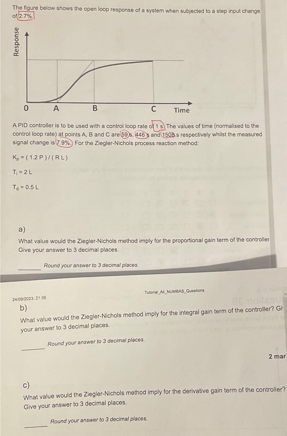 Solved The figure below shows the open loop response of a | Chegg.com