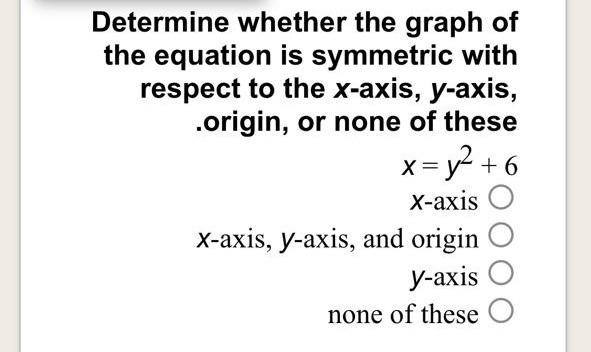 Solved Determine whether the graph of the equation is | Chegg.com