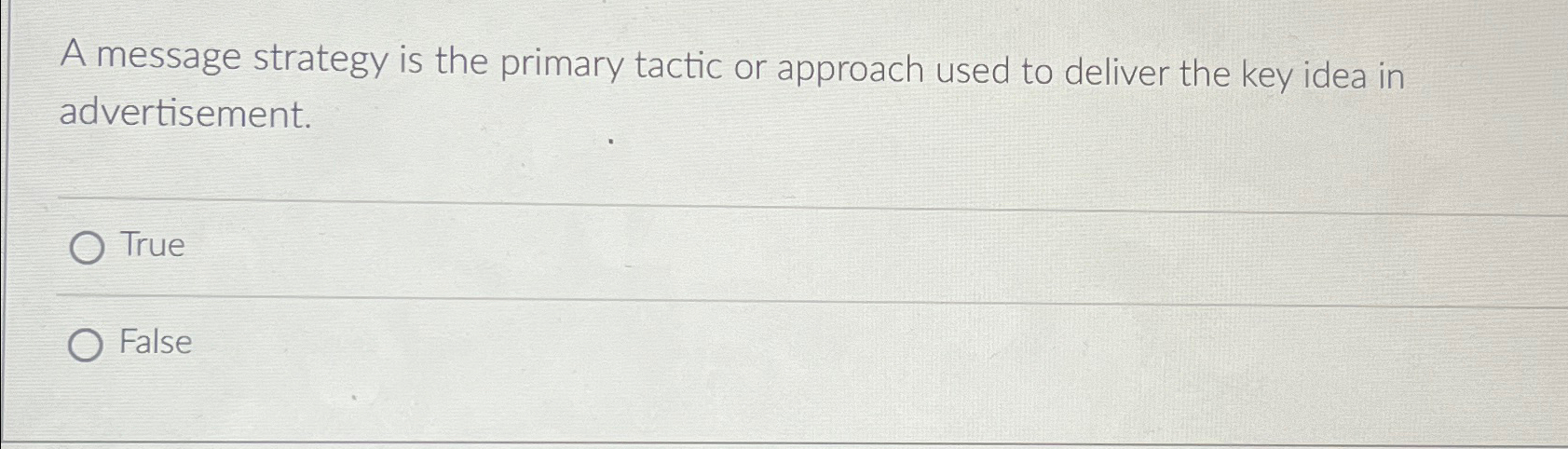Solved A message strategy is the primary tactic or approach | Chegg.com