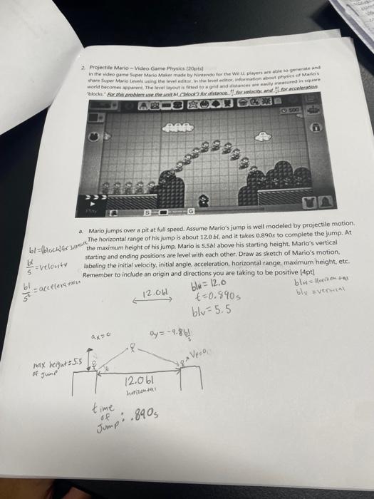 2. Projectile Mario - Video Game Physics [Xoptel a. | Chegg.com