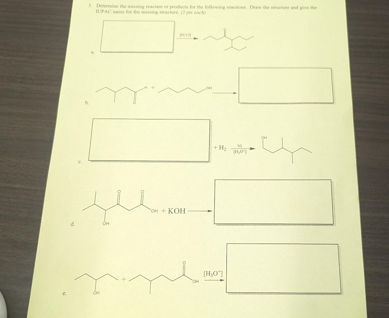 Solved 3. Determine the missing reactant or products for the | Chegg.com