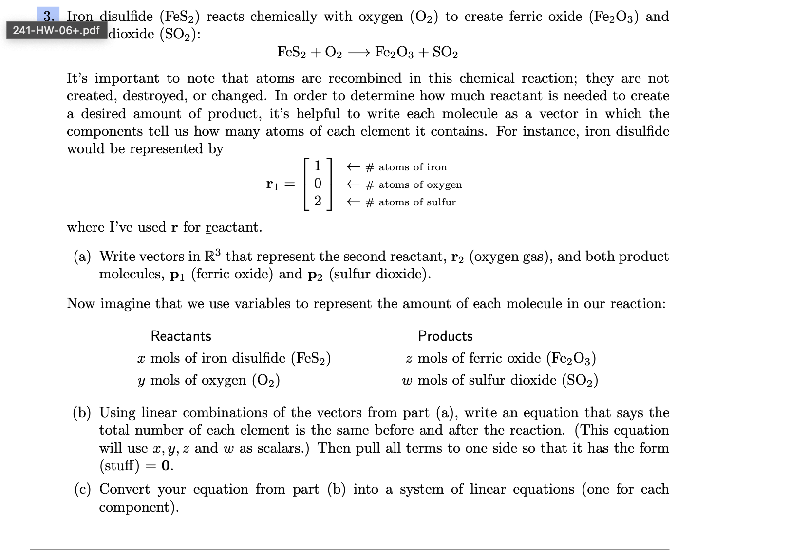 Solved i only need part f Iron disulfide (FeS2) ﻿reacts | Chegg.com