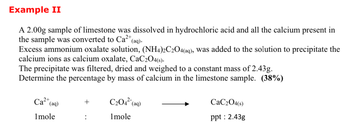 Solved Example IIA 2.00g ﻿sample of limestone was dissolved | Chegg.com