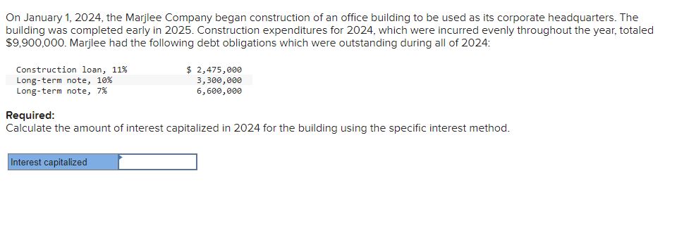 Solved On January 1, 2024, ﻿the Marjlee Company began | Chegg.com