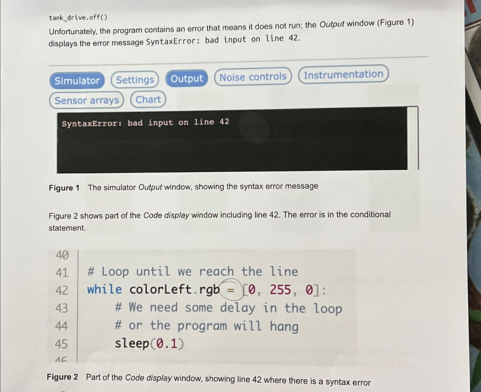 Solved tank_drive.off()Unfortunately, the program contains | Chegg.com