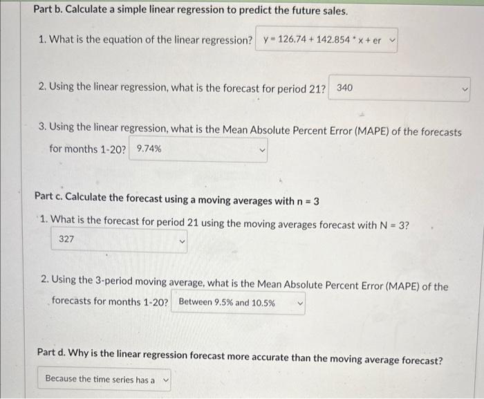 Solved Part b. Calculate a simple linear regression to | Chegg.com