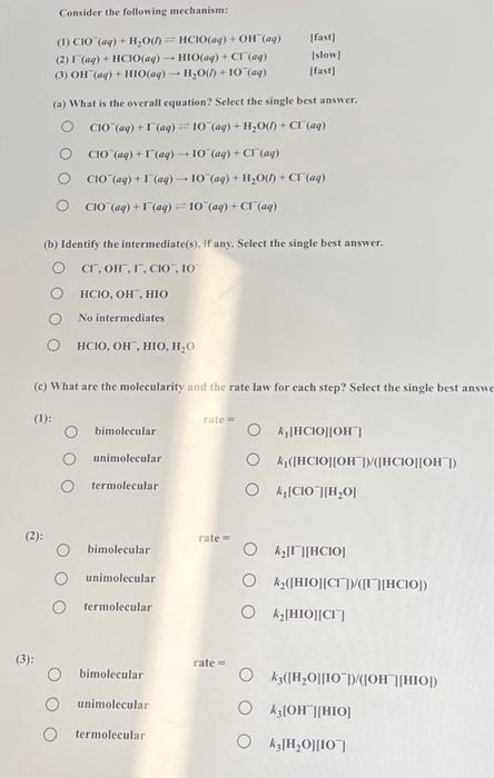 Solved Consider the following mechanism: (1) | Chegg.com