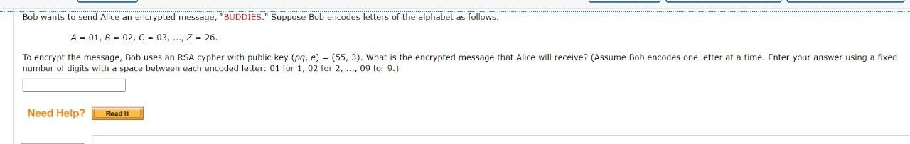 Solved Bob wants to send Alice an encrypted message, | Chegg.com