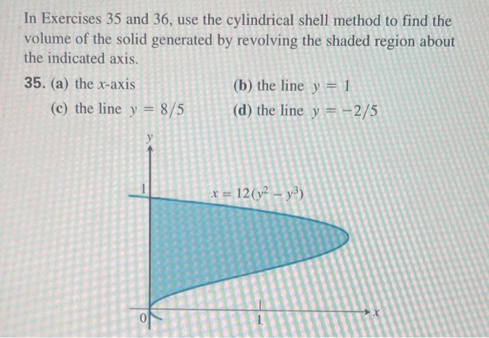 Solved In Exercises 35 and 36, use the cylindrical shell | Chegg.com