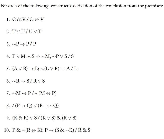 Solved For each of the following, construct a derivation of | Chegg.com