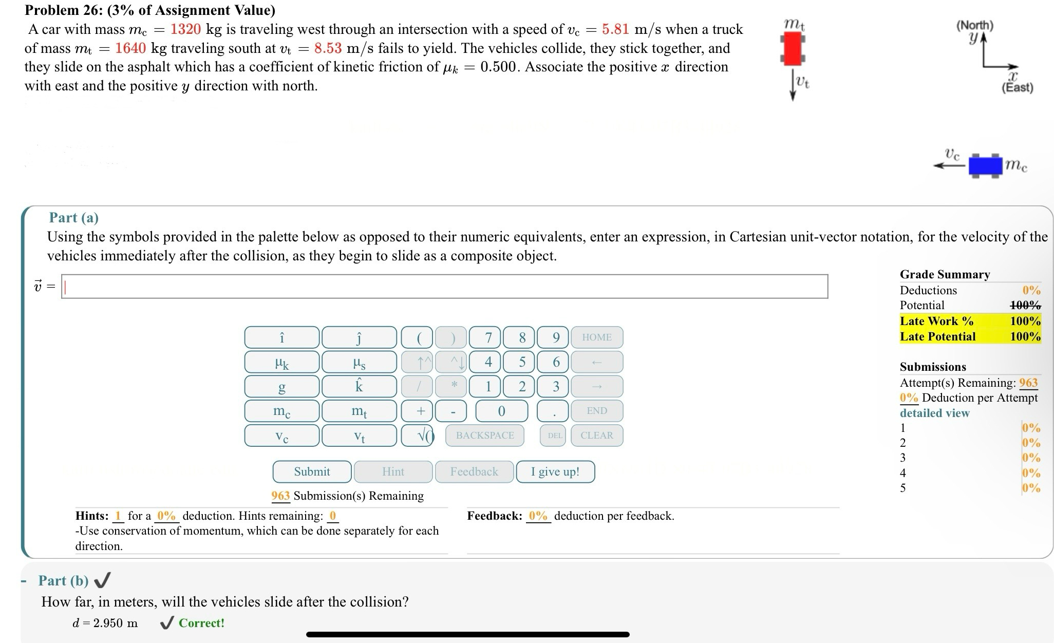 Solved Problem 26: (3% ﻿of Assignment Value)A car with mass | Chegg.com