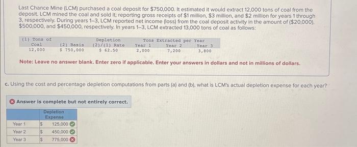 Solved Last Chance Mine (LCM) purchased a coal deposit for | Chegg.com