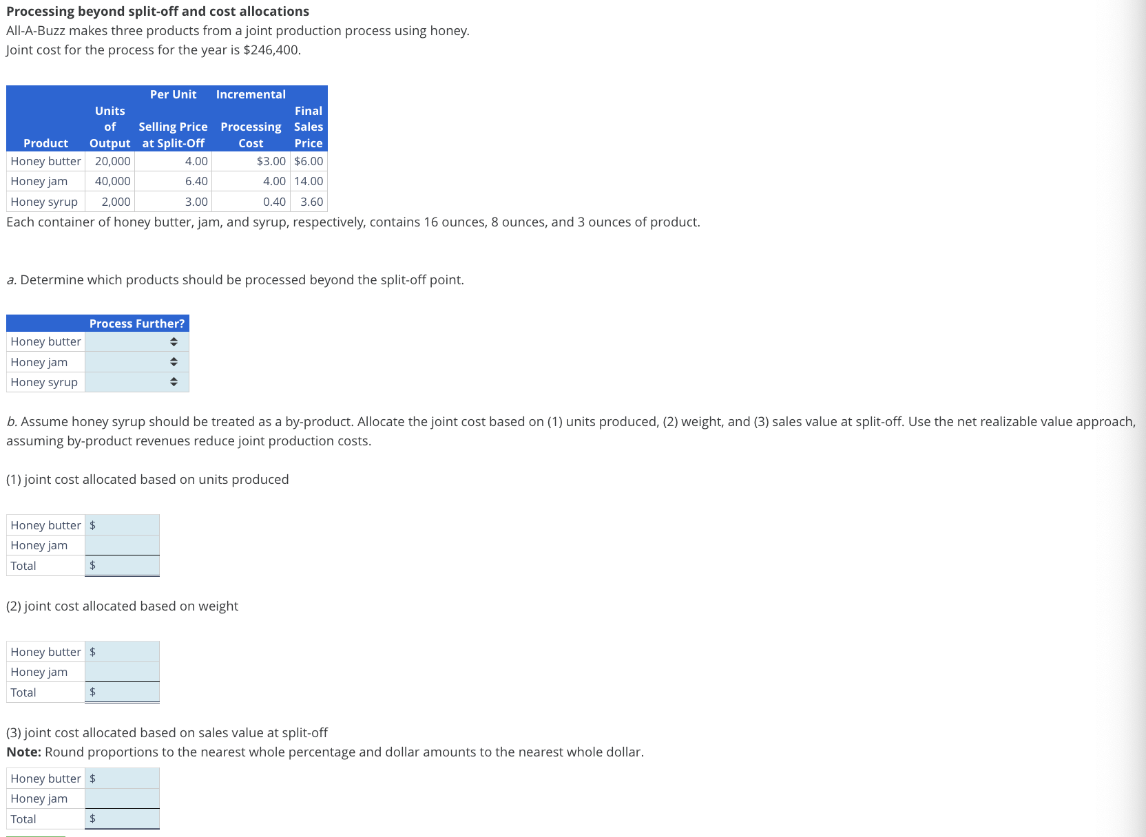 Solved Processing beyond split-off and cost | Chegg.com