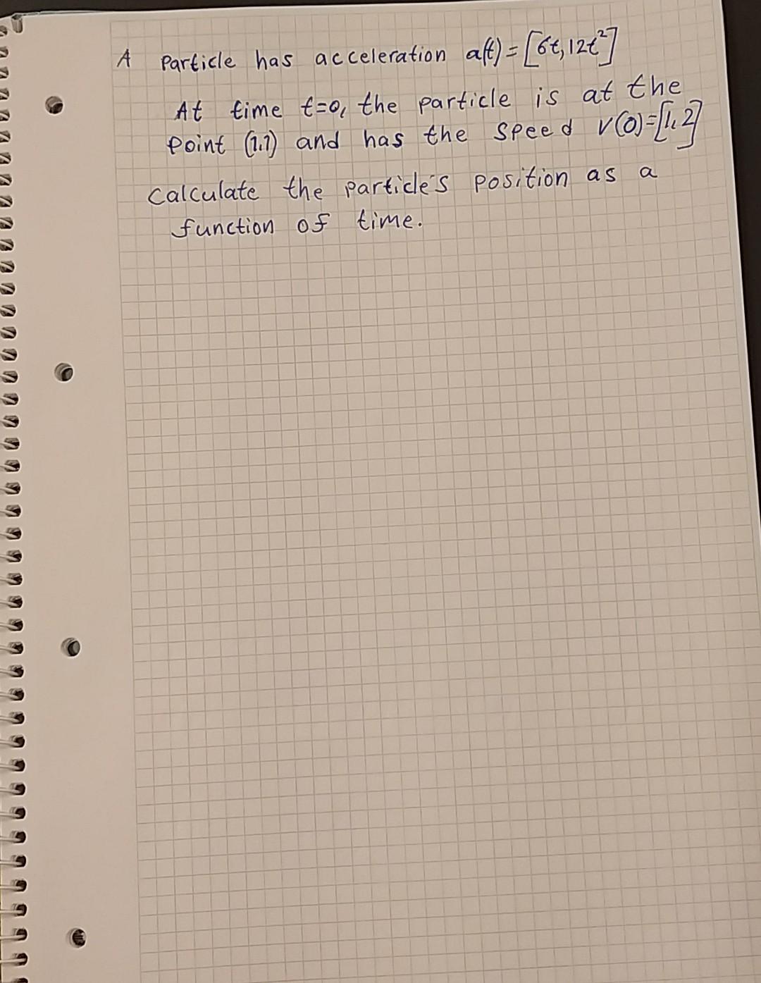Solved A Particle has acceleration a(t)=[6t,12t2] At time | Chegg.com