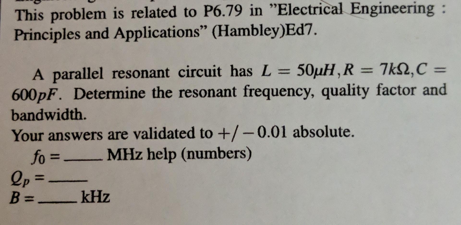 Solved This problem is related to P6.79 in "Electrical | Chegg.com