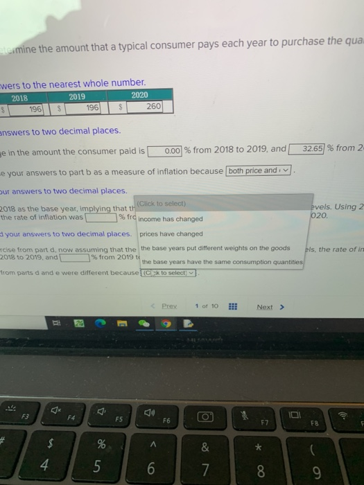 Solved The table below lists the prices and quantities | Chegg.com