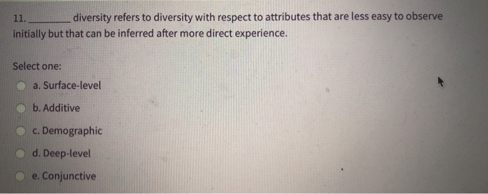 Solved 11. diversity refers to diversity with respect to | Chegg.com