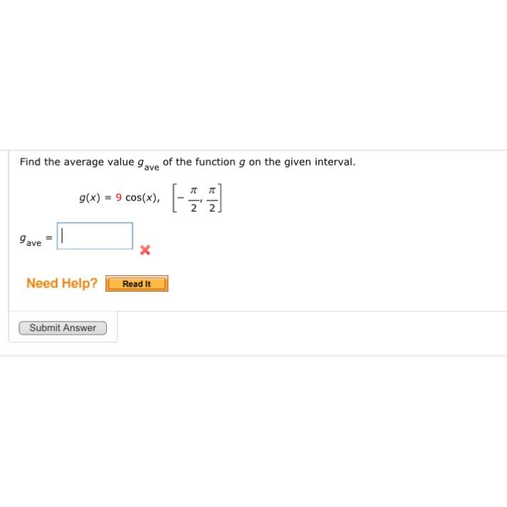 Solved Find the average value gave ﻿of the function g ﻿on | Chegg.com