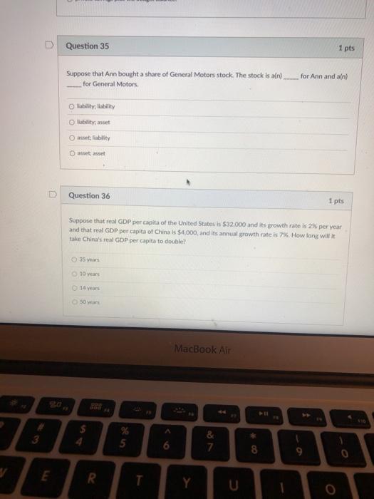 Solved D Question 35 1 pts Suppose that Ann bought a share | Chegg.com