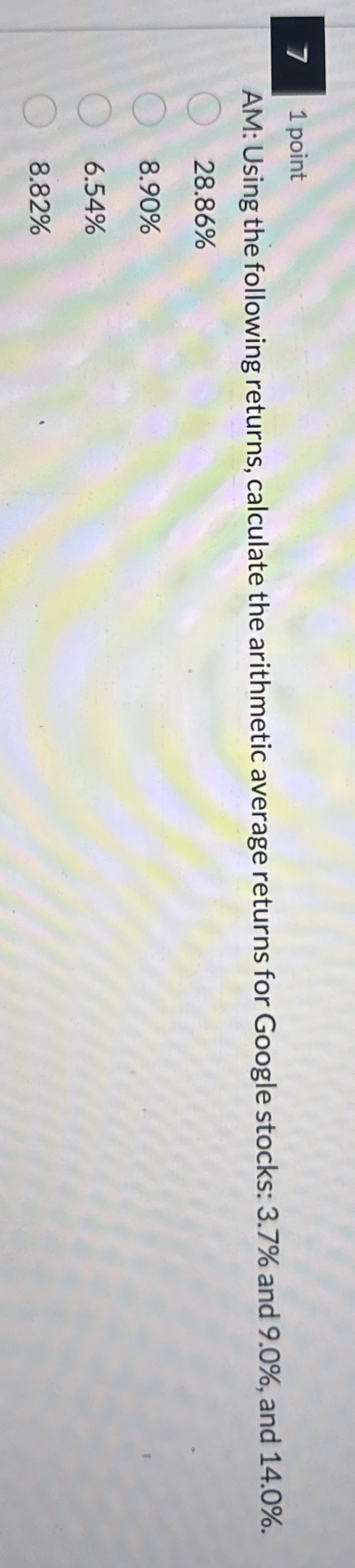 Solved 71 ﻿pointAM: Using the following returns, calculate | Chegg.com