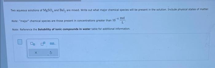 Solved Two aqueous solutions of MgSO4 and Bal2 are mixed. | Chegg.com