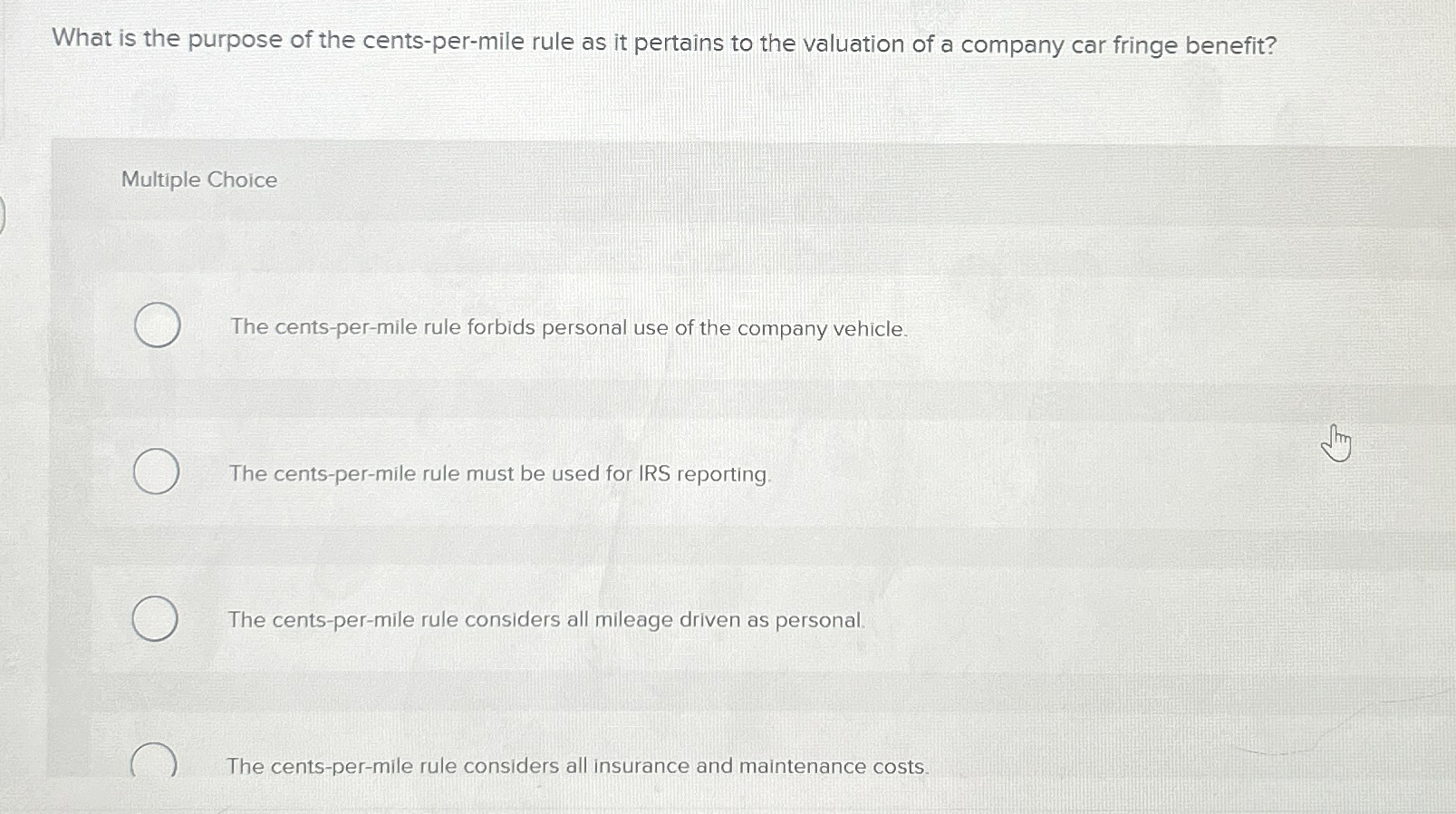 Solved What is the purpose of the cents-per-mile rule as it | Chegg.com