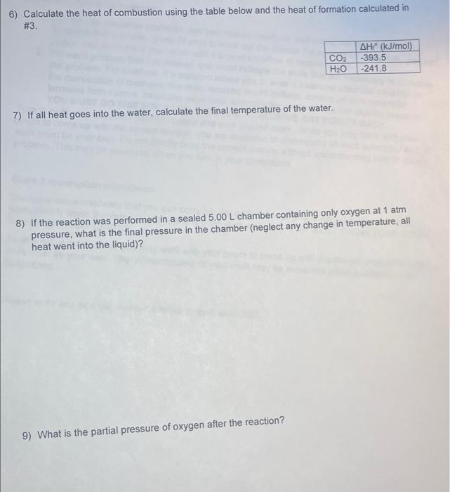 5) A separate 1.00 g sample of the powder is burned | Chegg.com