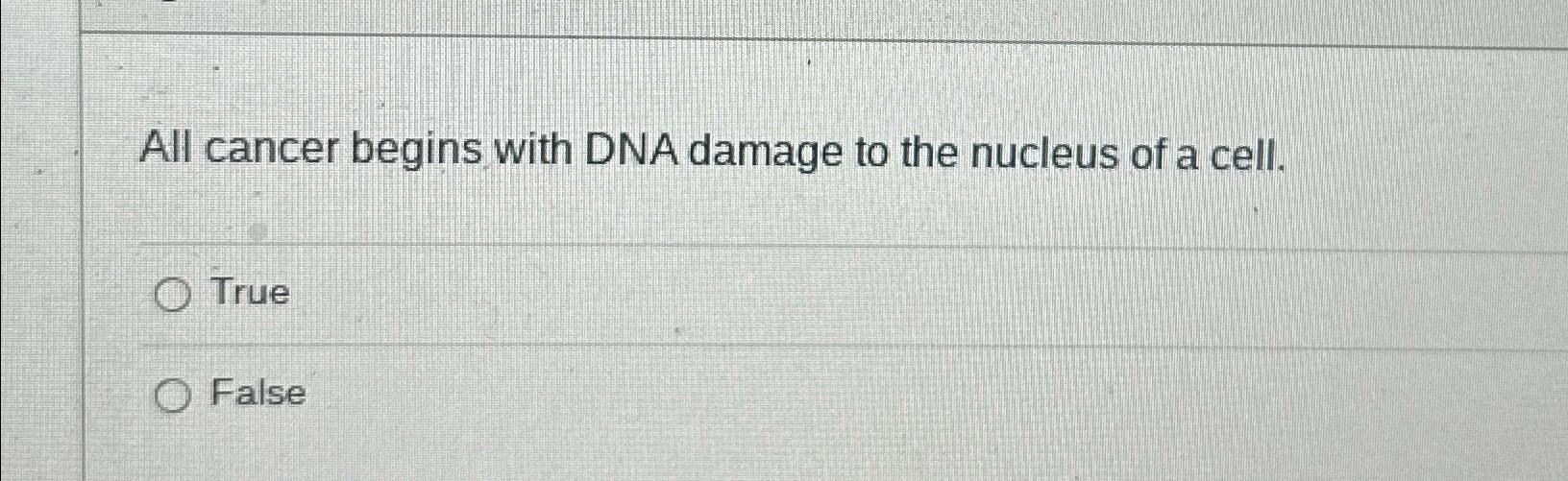 Solved All cancer begins with DNA damage to the nucleus of a | Chegg.com