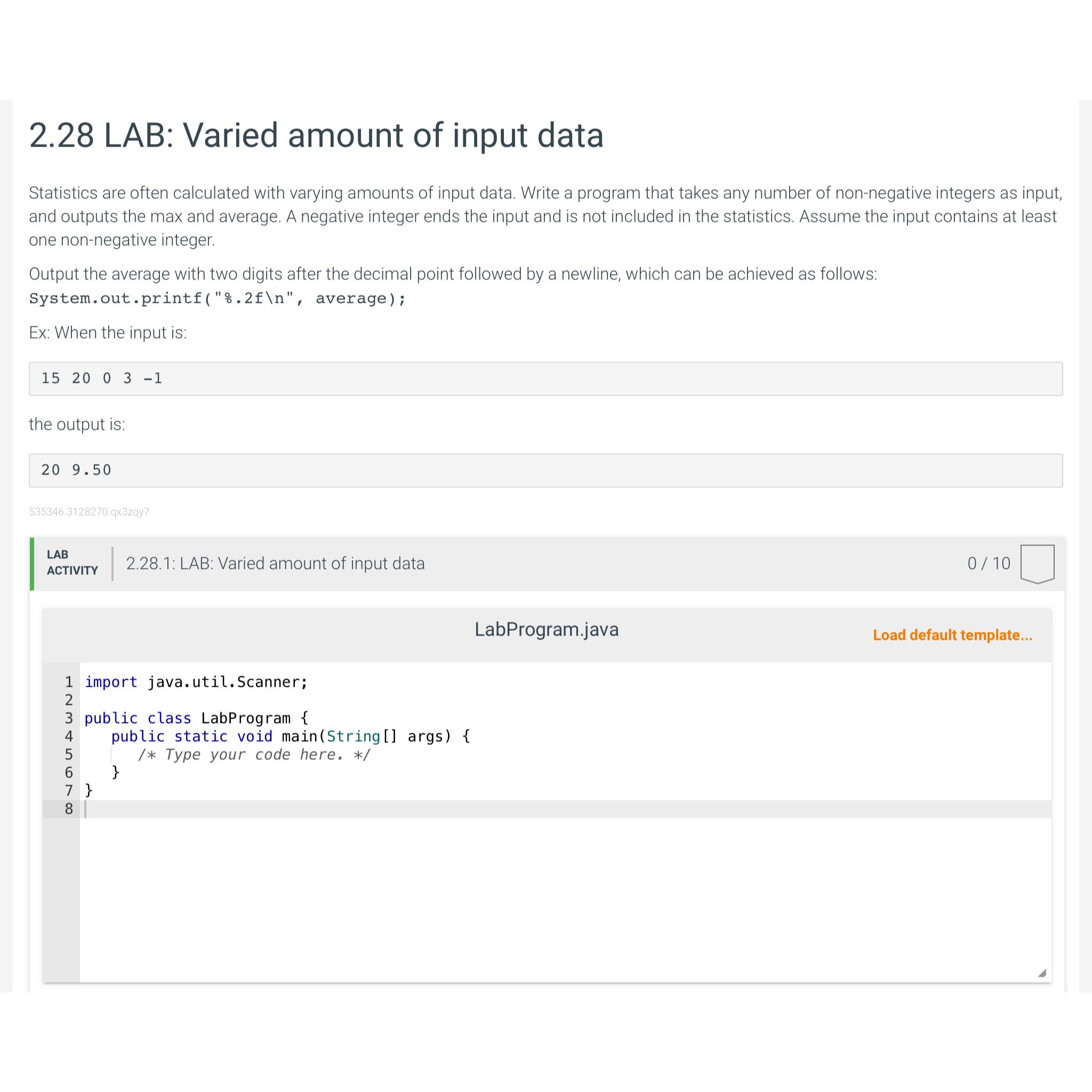 Solved 2 28 ﻿lab Varied Amount Of Input Datastatistics Are