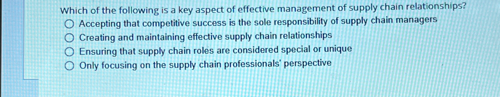 Solved Which of the following is a key aspect of effective | Chegg.com