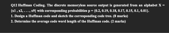 Solved 9 Q12 Huffman Coding. The discrete memoryless source | Chegg.com