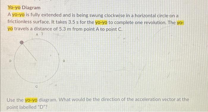Solved Question 10 (1 point) Yo-yo Diagram A yo-yo is fully | Chegg.com