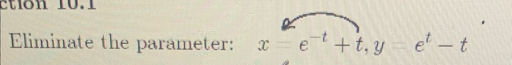 Solved Eliminate the parameter:x=e-t+t,y=et-t | Chegg.com