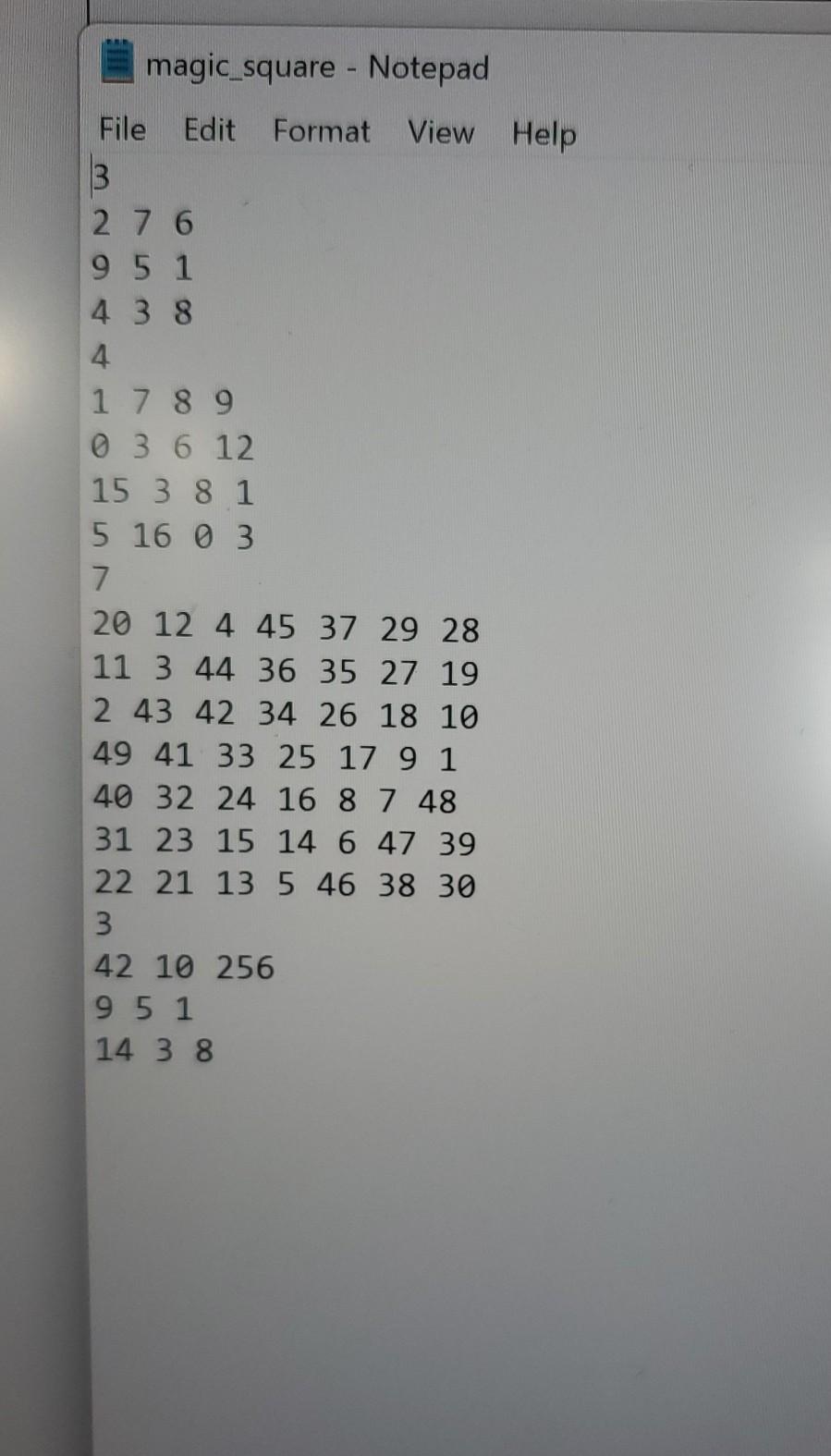 Solved One type of magic square is a grid with N rows and N | Chegg.com