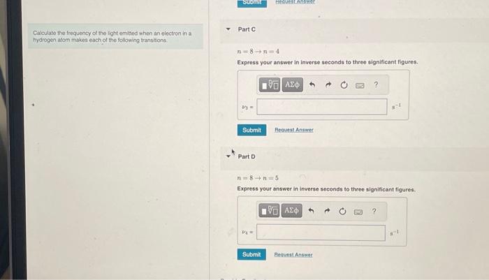 Solved Calculate the frequency of the light emitted when an | Chegg.com