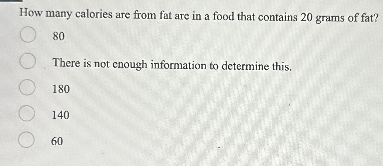 Solved How many calories are from fat are in a food that | Chegg.com