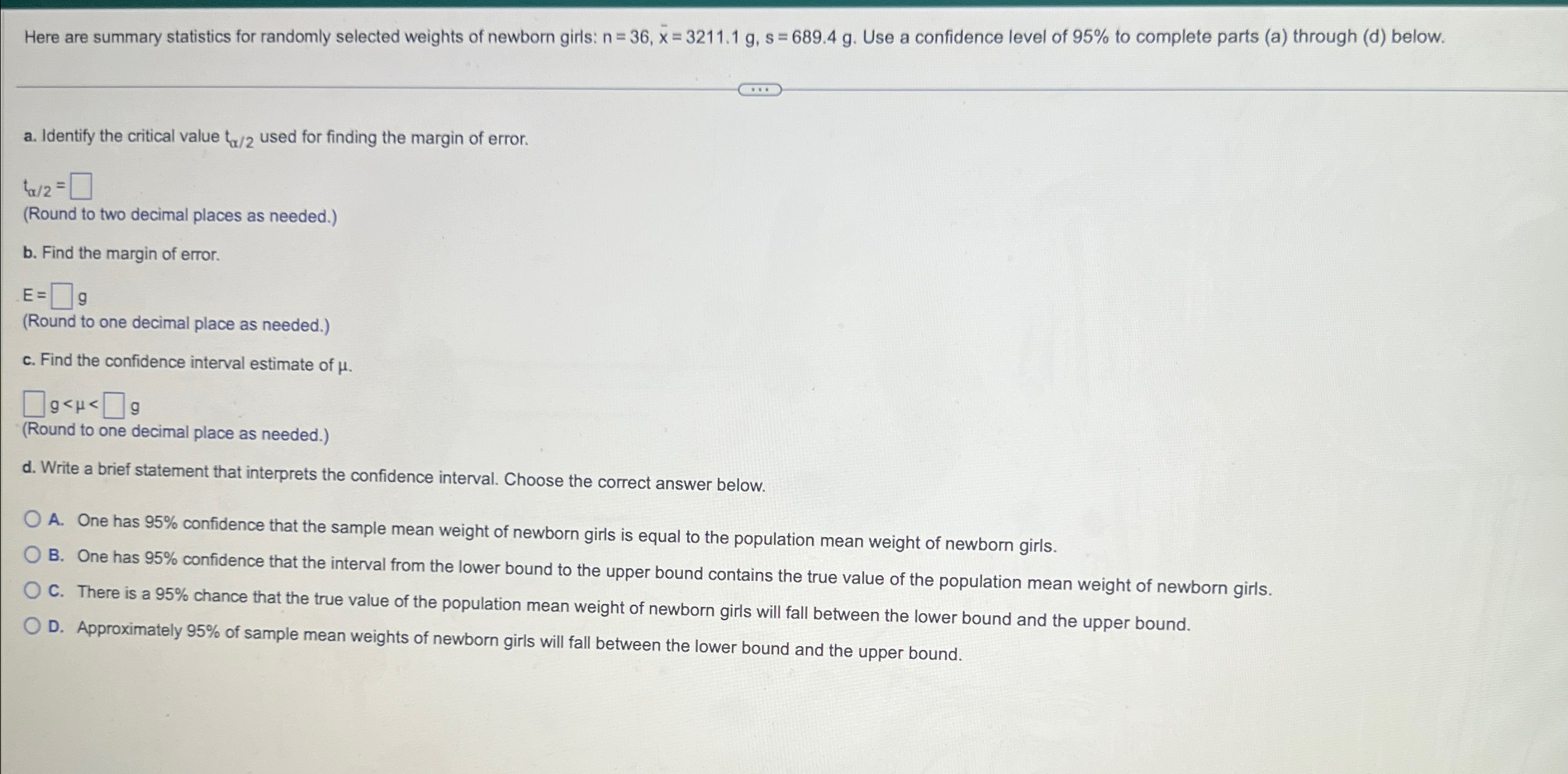 Solved Here are summary statistics for randomly selected | Chegg.com