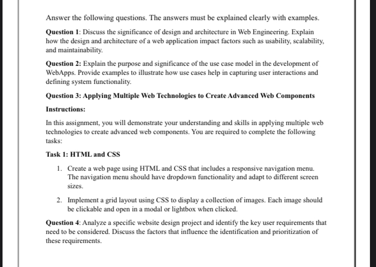 Solved Answer the following questions. The answers must be | Chegg.com