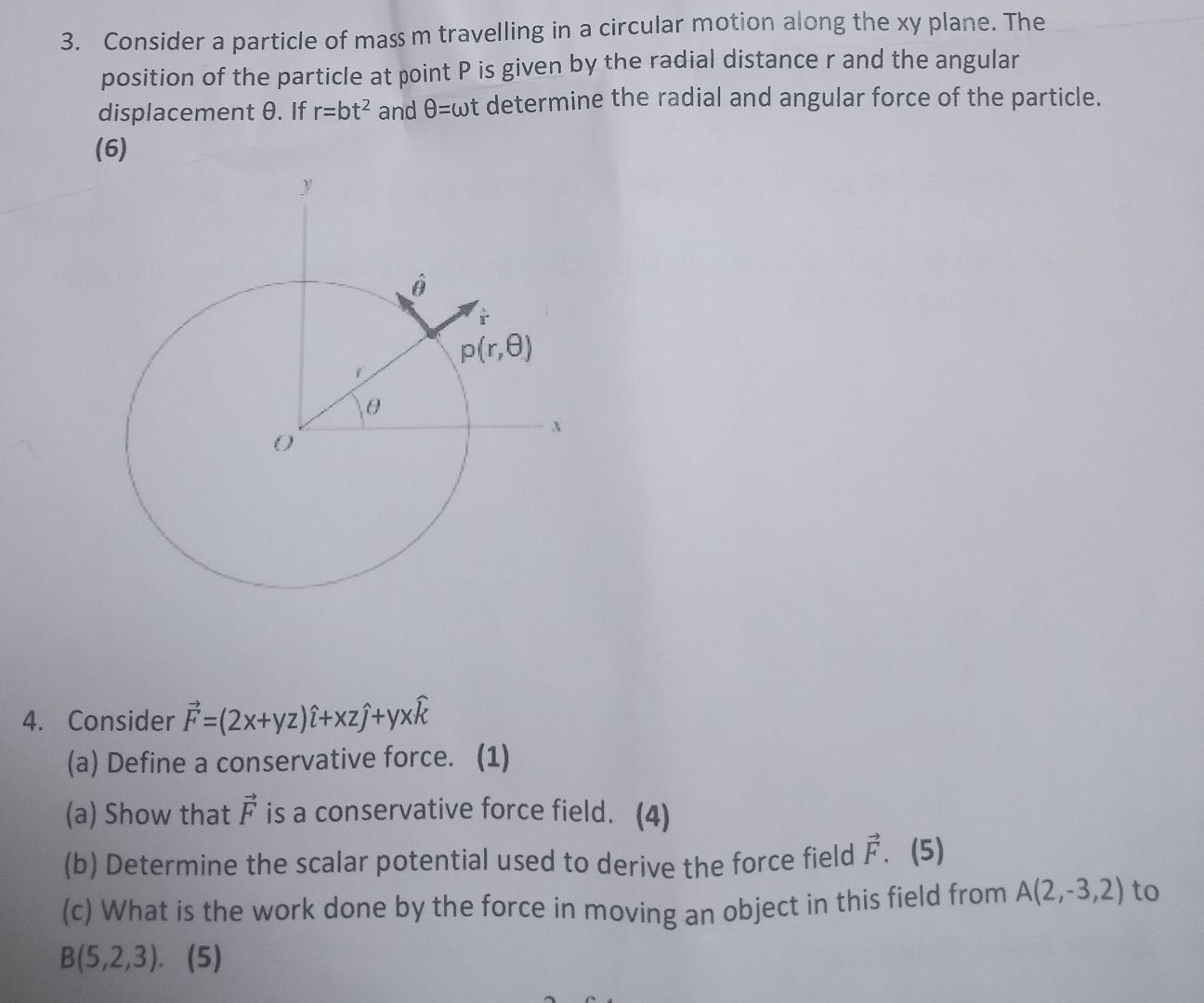 Solved 3. Consider a particle of mass m travelling in a | Chegg.com