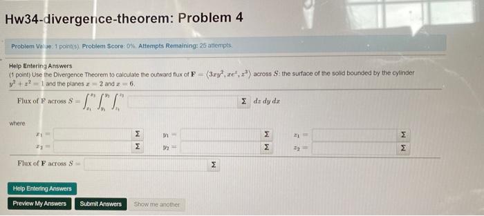 Solved Hw34-divergence-theorem: Problem 4 Problem Value 1 | Chegg.com