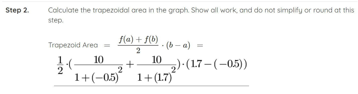 Solved Step 2. ﻿Calculate the trapezoidal area in the graph. | Chegg.com