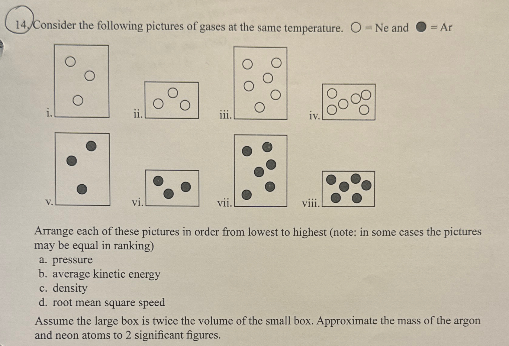 Solved Consider the following pictures of gases at the same | Chegg.com