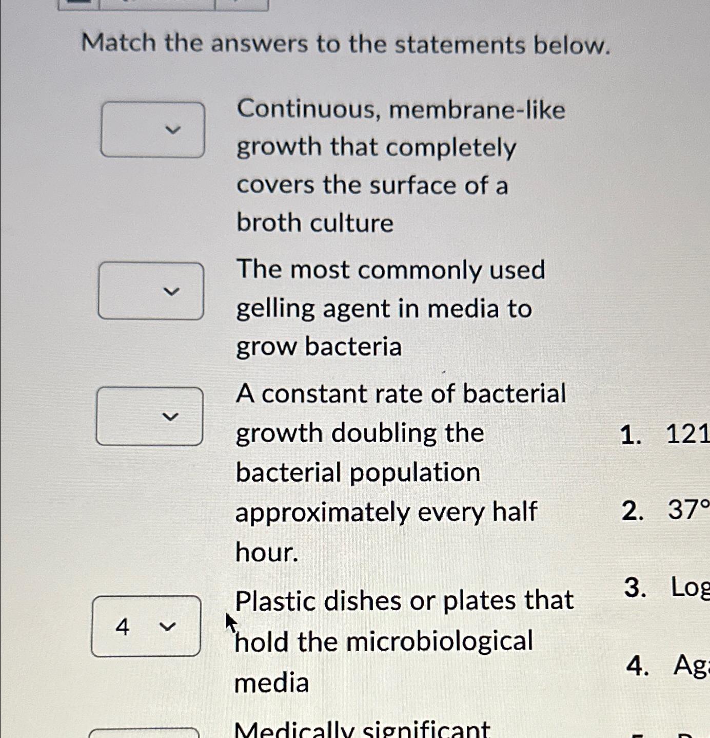 Solved Match the answers to the statements below.Continuous, | Chegg.com