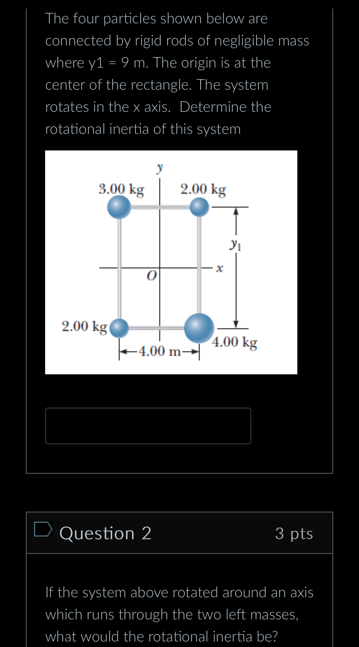 Solved The four particles shown below are connected by rigid | Chegg.com