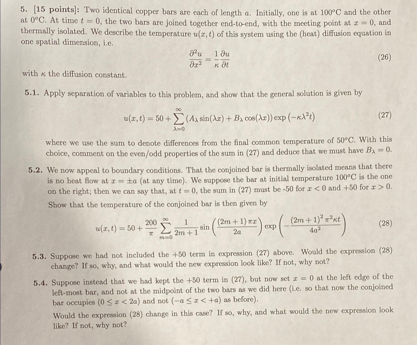Solved [15 ﻿points]: Two identical copper bars are each of | Chegg.com