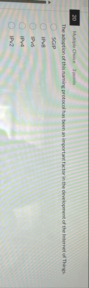 Solved 20Multiple Choice 3 ﻿pointsThe adoption of this | Chegg.com