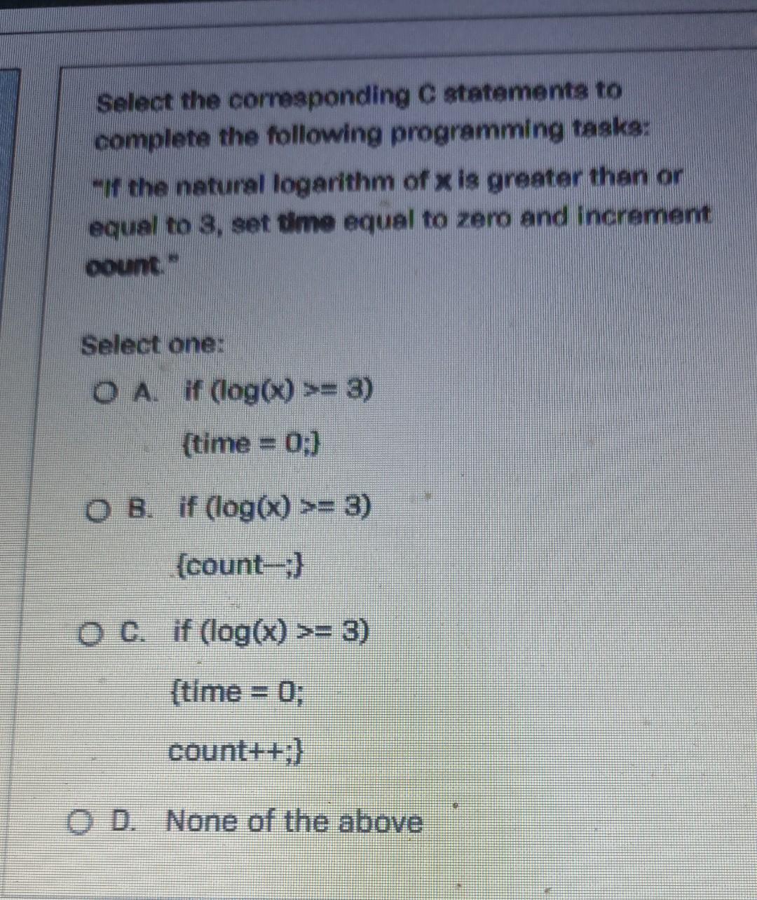 Solved Select the corresponding C statements to complete the | Chegg.com